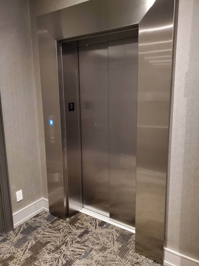 3-stop-elevator-exterior-doors-closed - Headwaters Elevator And Lifts Inc.